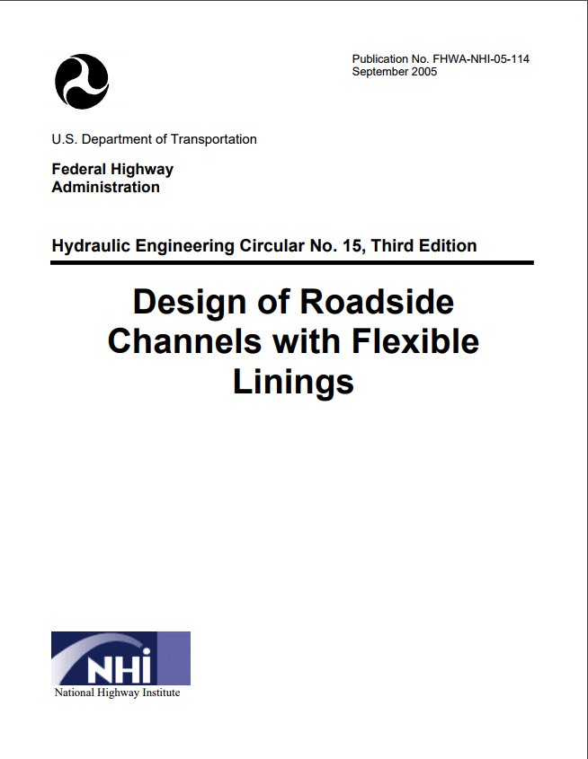 HEC-15 Design of Roadside Channels, 3rd Ed – Plainwater